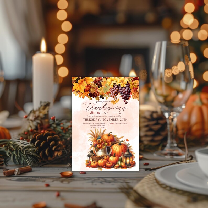 Let’s Give Thanks Invitation Printable Thanksgiving Invitation Template ...