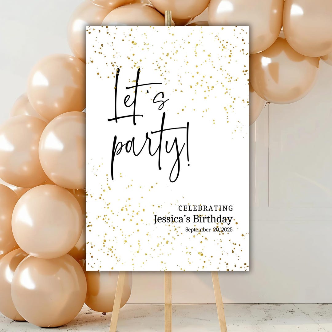 Editable Welcome Sign Minimalist Birthday Party Poster Template ...