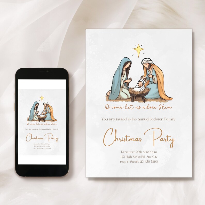 Printable Christmas Party Invite Instant Download Traditional Christmas ...