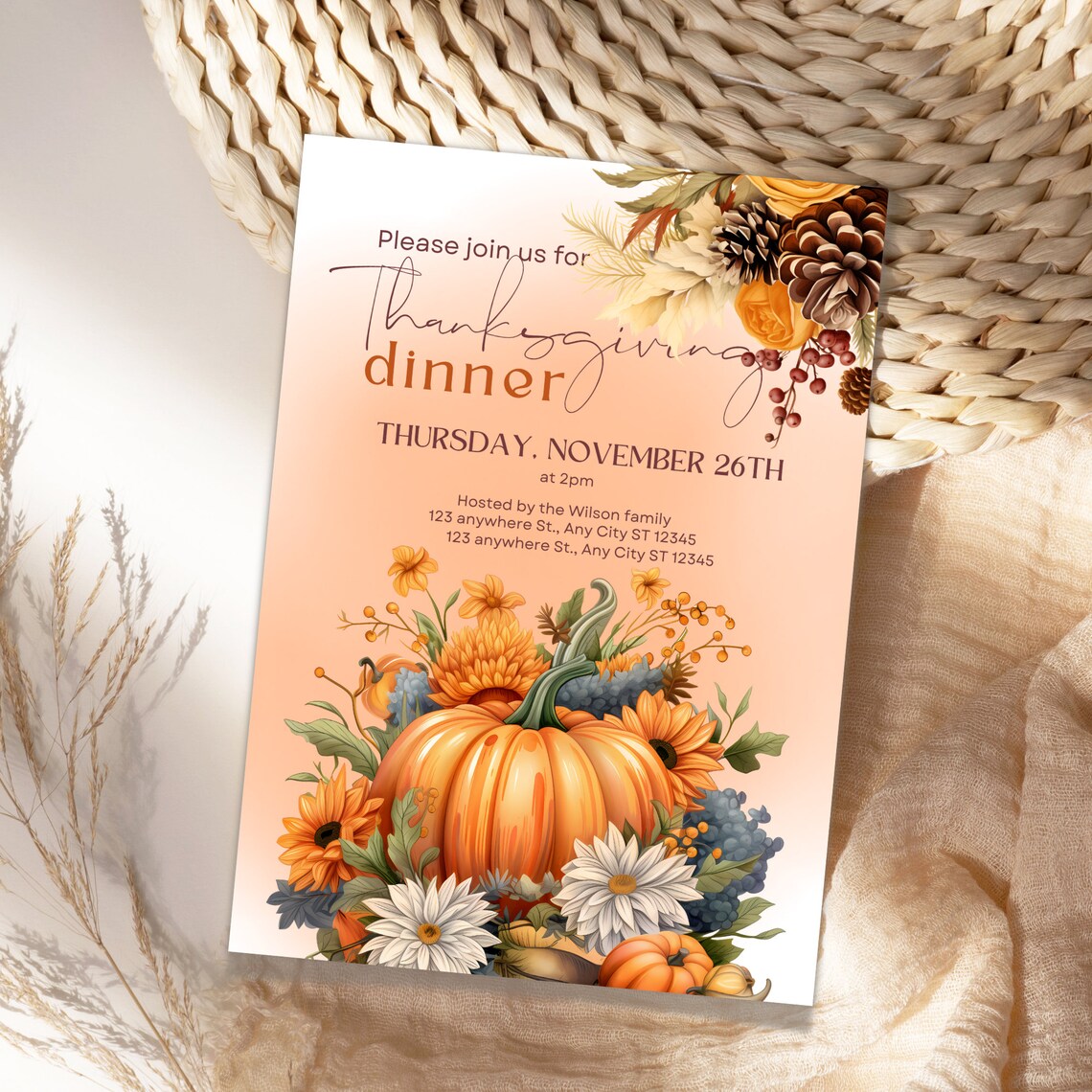 Printable Thanksgiving Invite Thanksgiving Dinner Invite Let’s Give ...