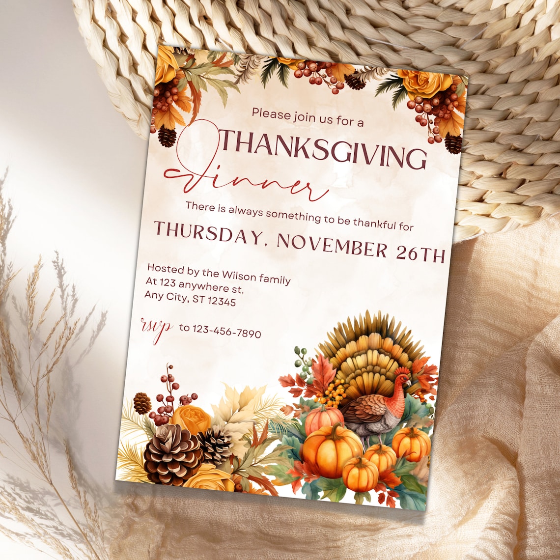 Printable Thanksgiving Invite Thanksgiving Dinner Invite Let’s Give ...
