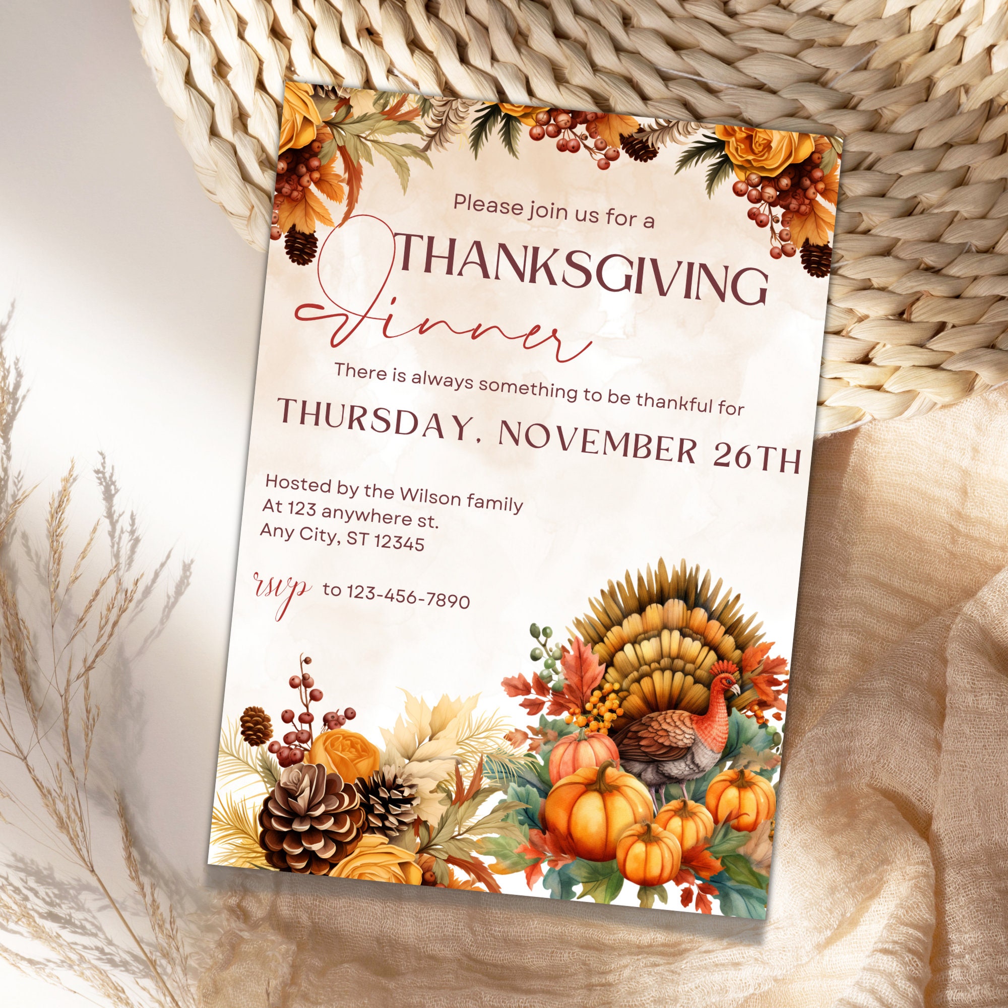 Printable Thanksgiving Invite Thanksgiving Dinner Invite Let’s Give ...