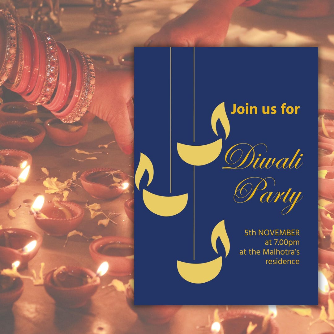 Diwali Party Invitation Festival of Light Invitation Template Printable ...