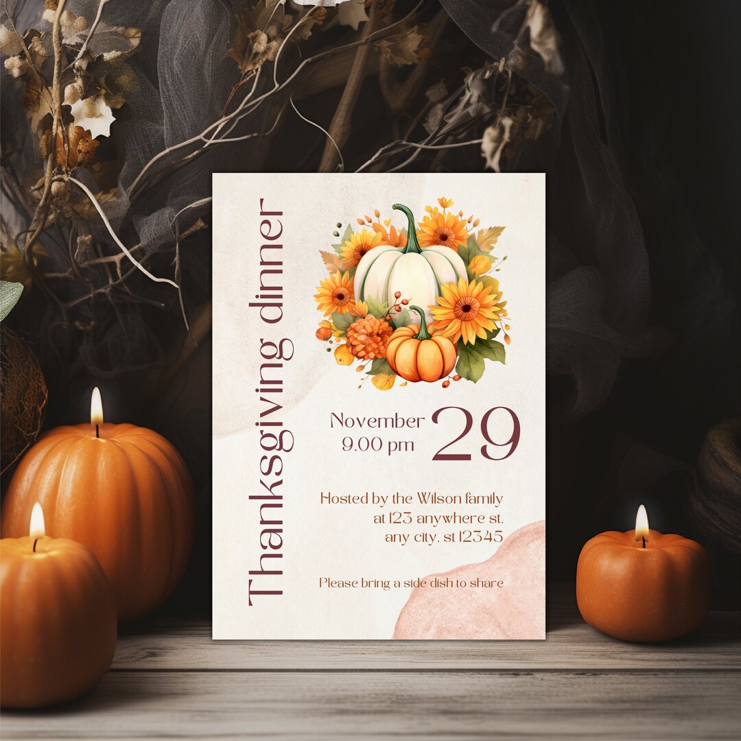 Friendsgiving Invitation Thanksgiving Dinner Invite Lets Give Thanks ...