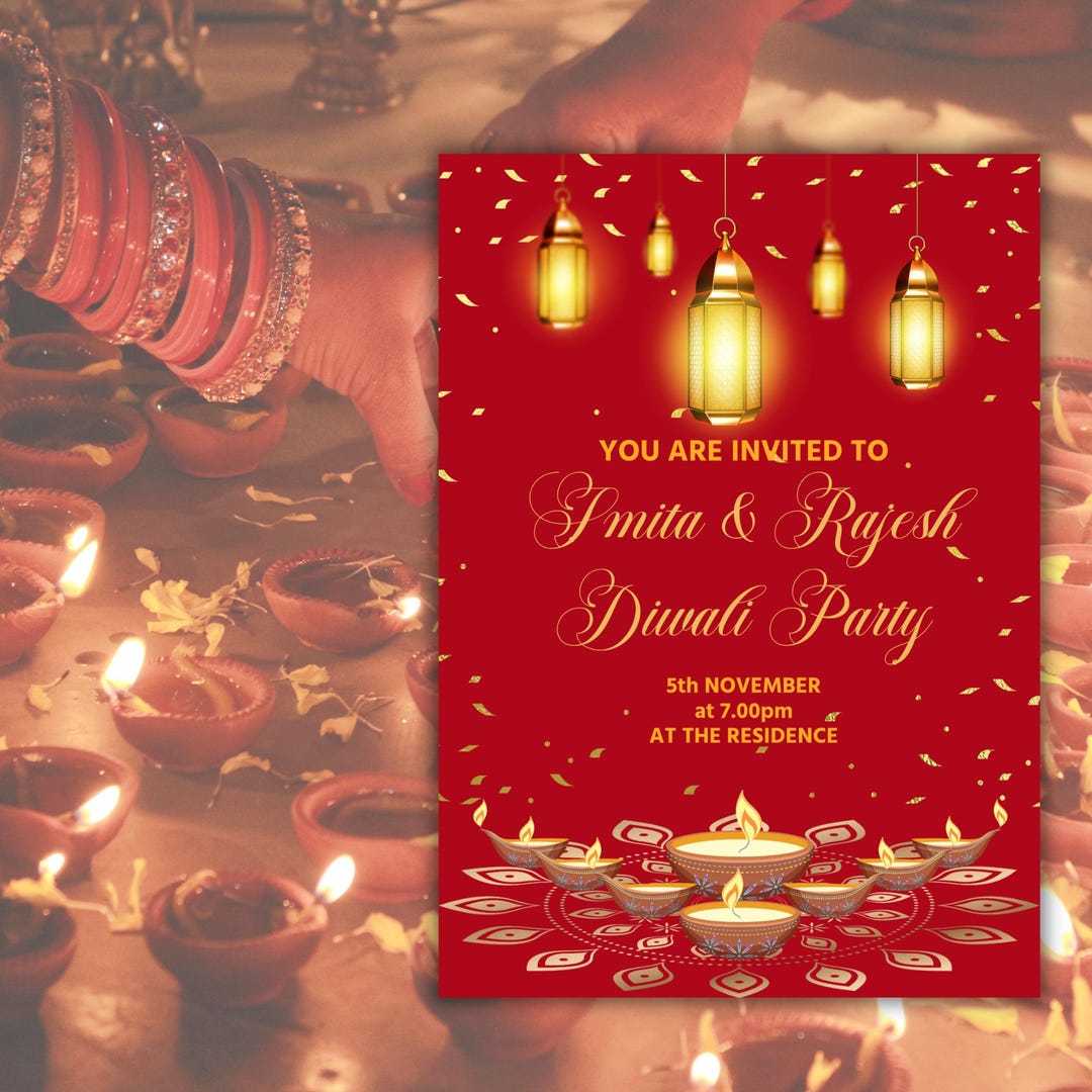 Happy Diwali Invitation Festival of Light Invitation Template ...