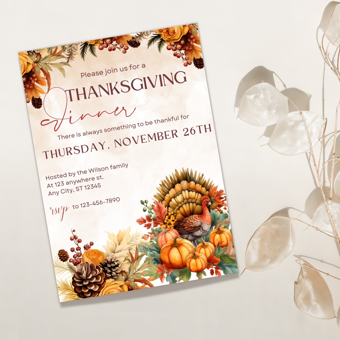 Printable Thanksgiving Invite Thanksgiving Dinner Invite Let’s Give ...