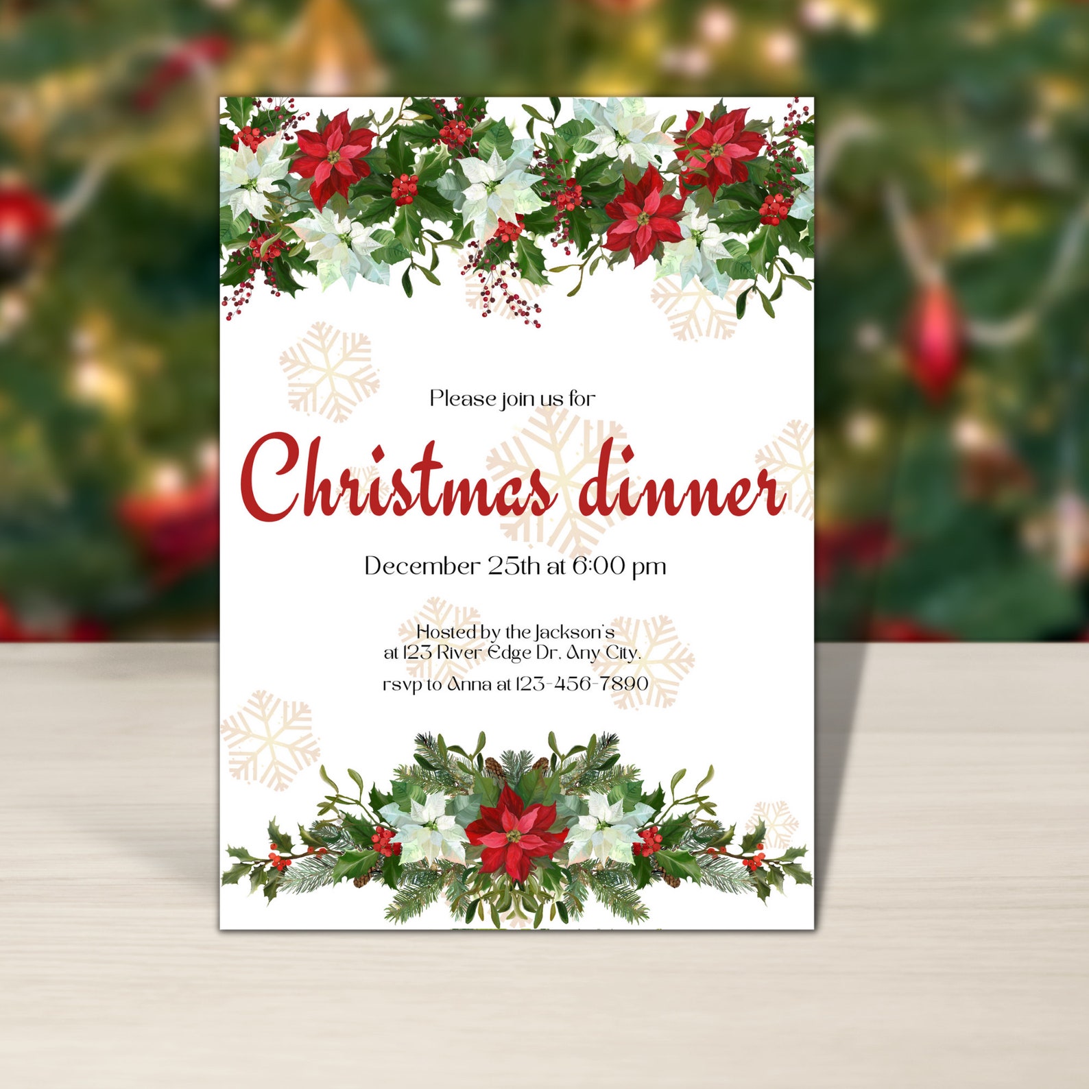 Printable Christmas Party Invite Instant Download Christmas Dinner ...