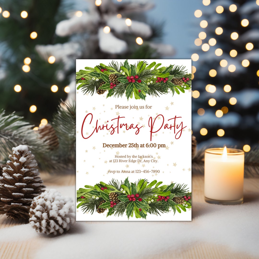 Printable Christmas Party Invite Instant Download Holiday Party ...