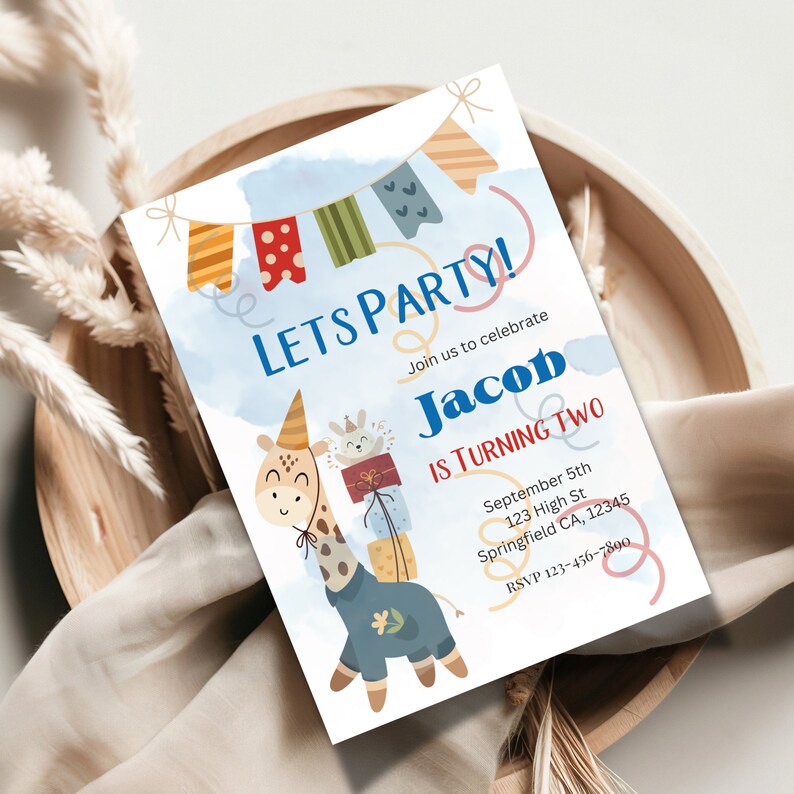 Boy Birthday Party Invitation Kids Birthday Party Invitation Template ...