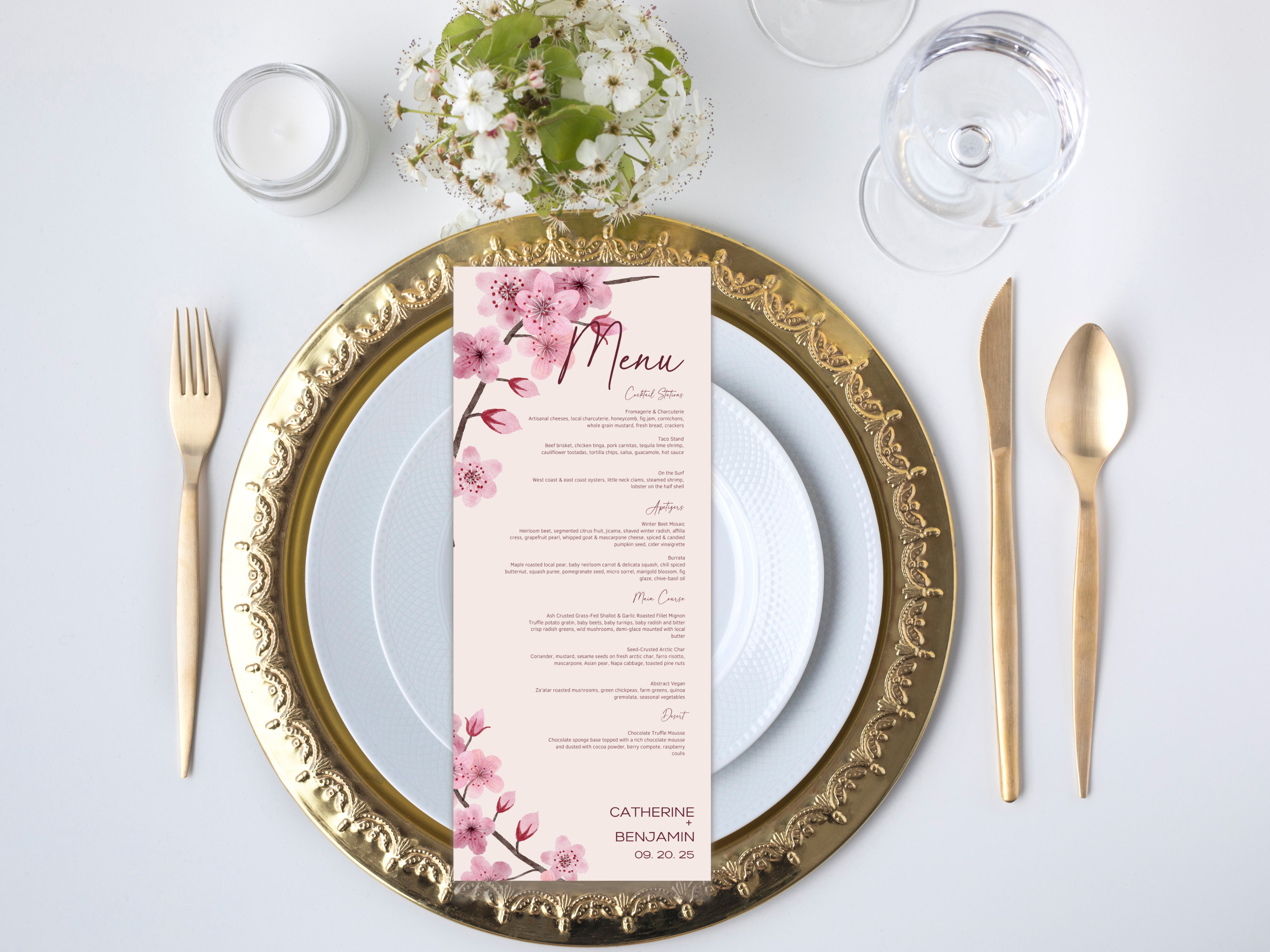 Cherry Blossom Wedding Menu Template Editable Wedding Menu Instant ...