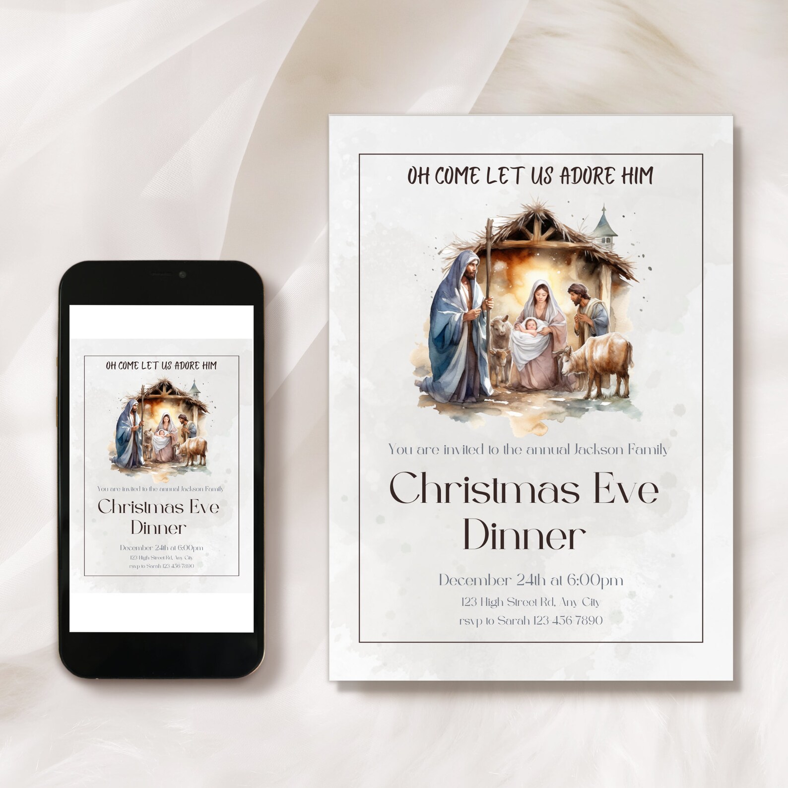 Nativity Christmas Invitation Template Editable Printable Christmas ...