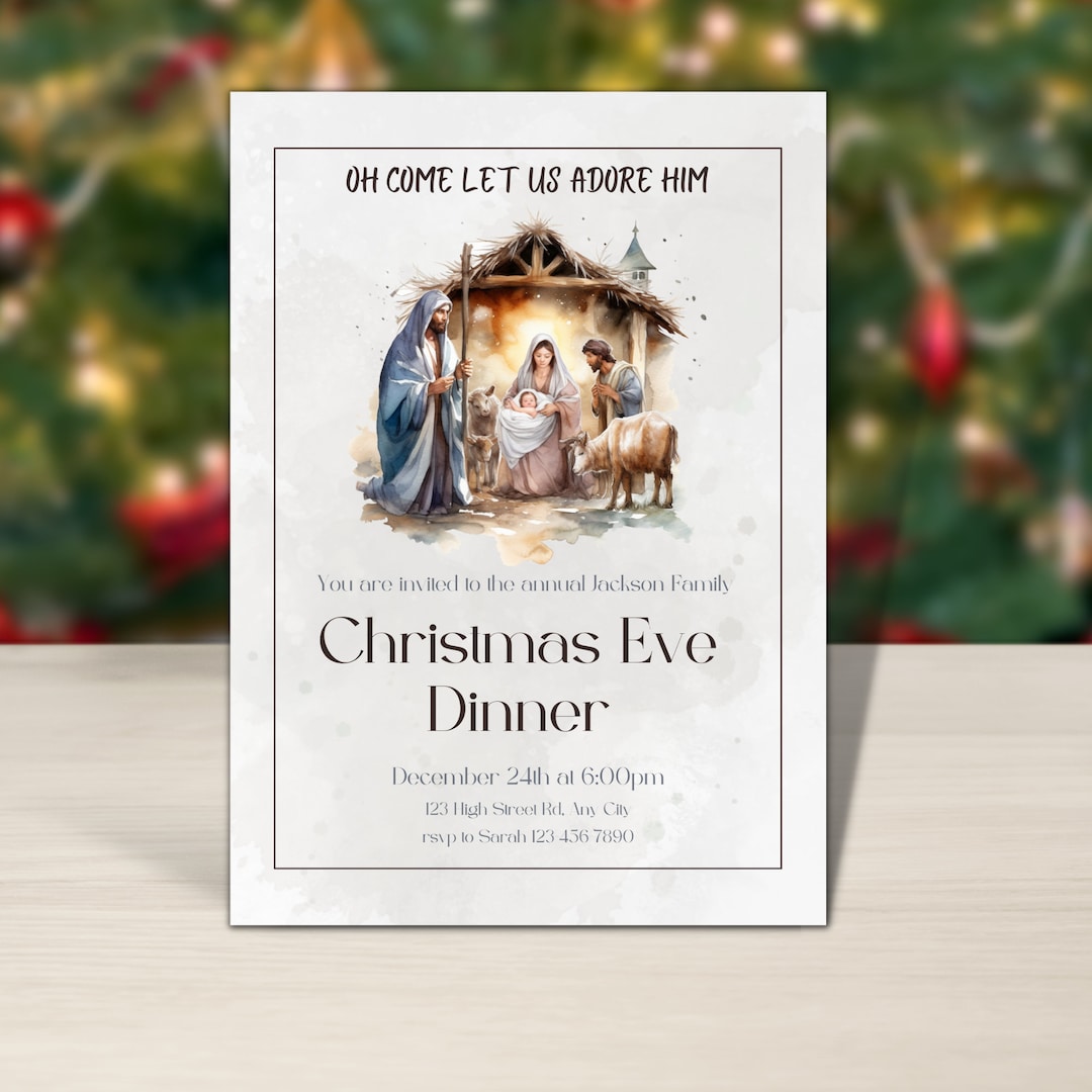 Nativity Christmas Invitation Template Editable Printable Christmas ...