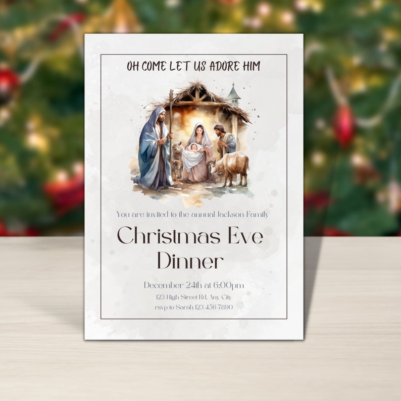 Nativity Christmas Invitation Template Editable Printable Christmas ...