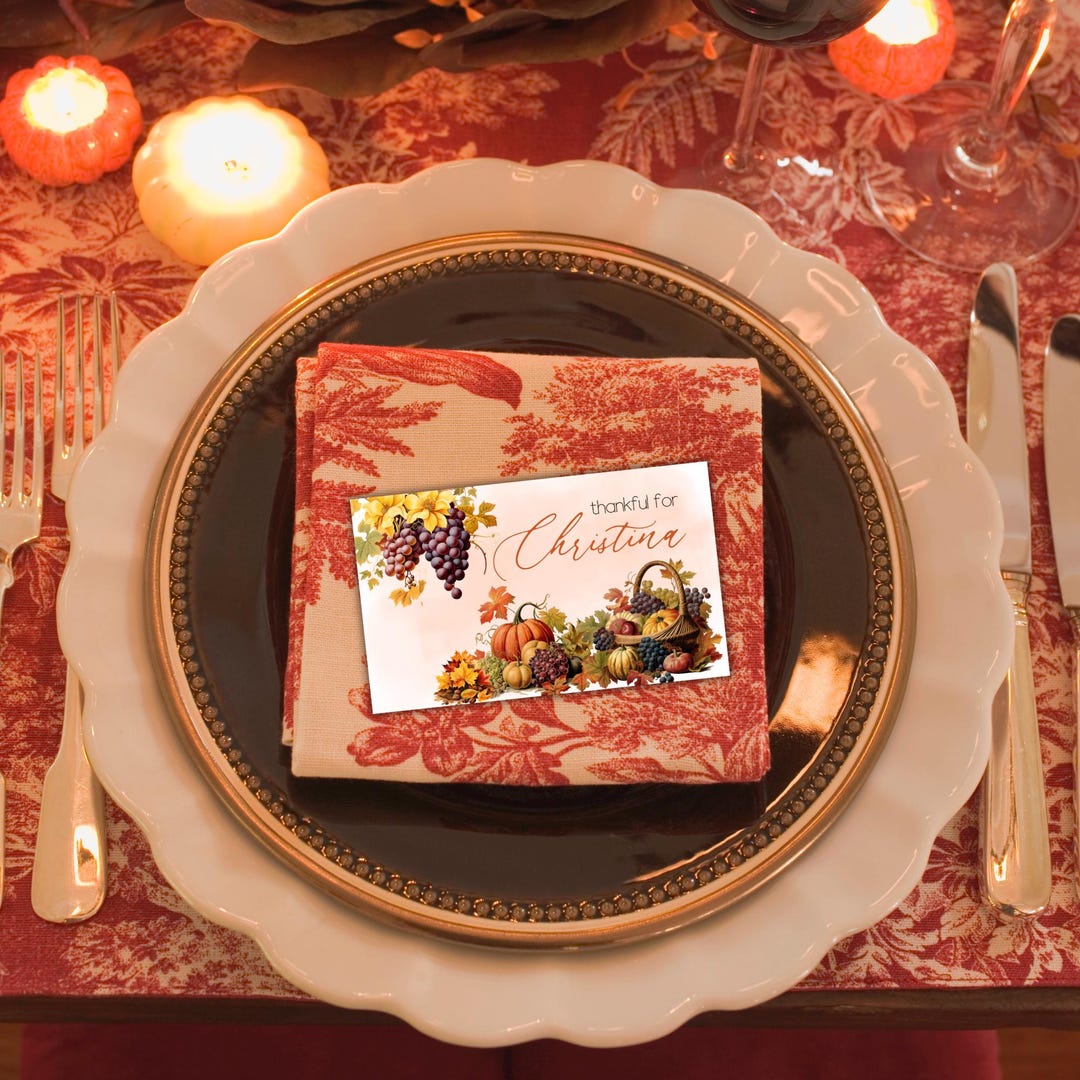 Printable Thanksgiving Lunch Place Card Thanksgiving Dinner Place Card ...
