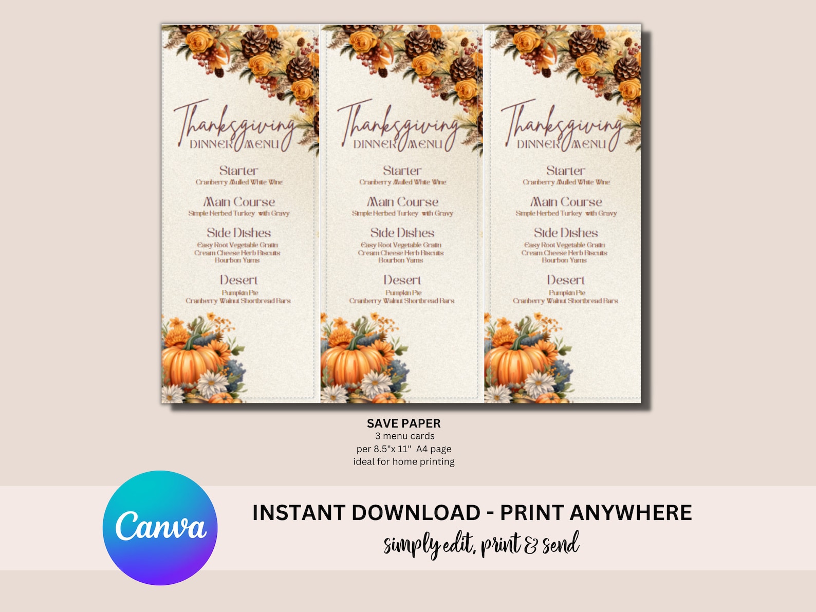 Thanksgiving Dinner Invite Let’s Give Thanks Invitation Template ...
