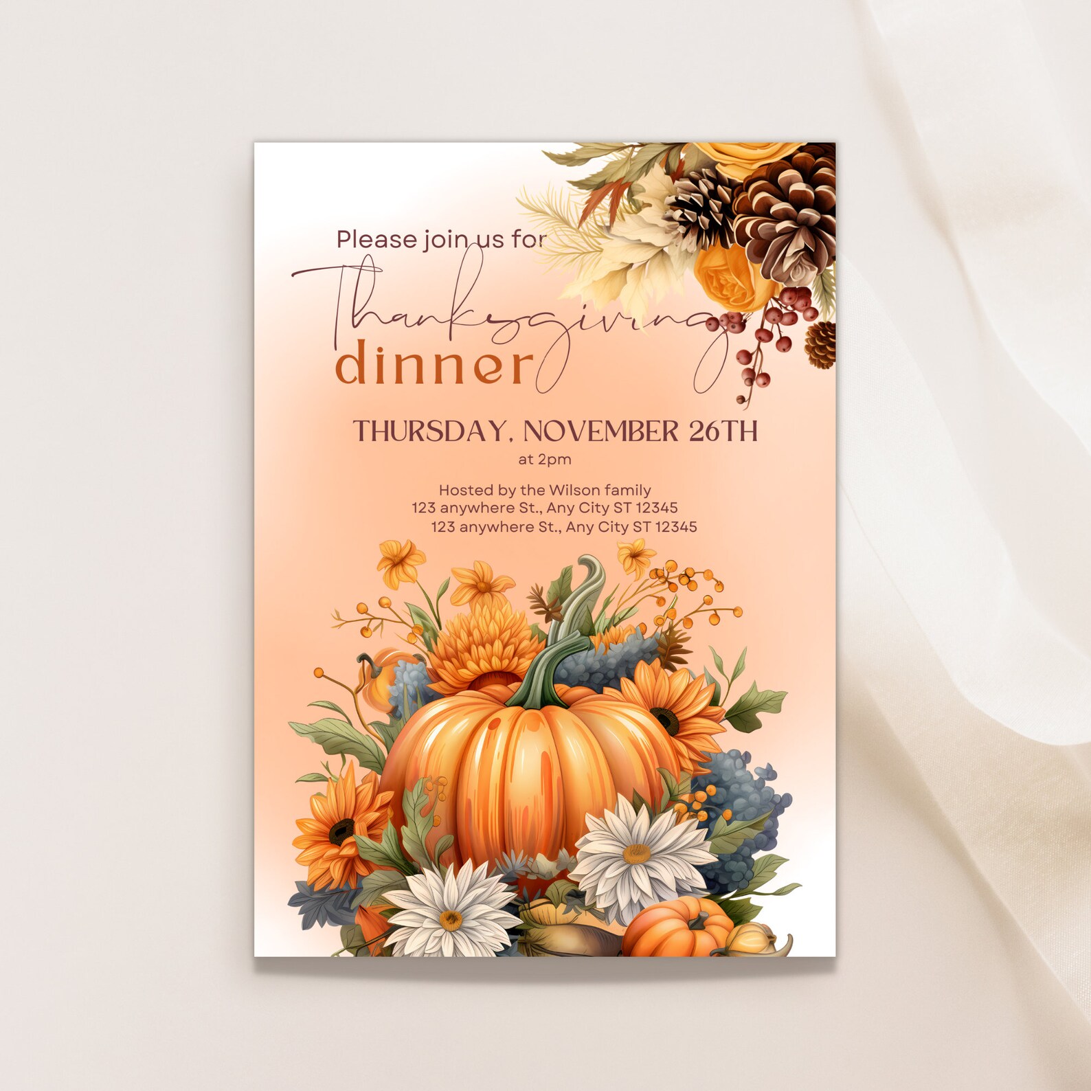 Printable Thanksgiving Invite Thanksgiving Dinner Invite Let’s Give ...