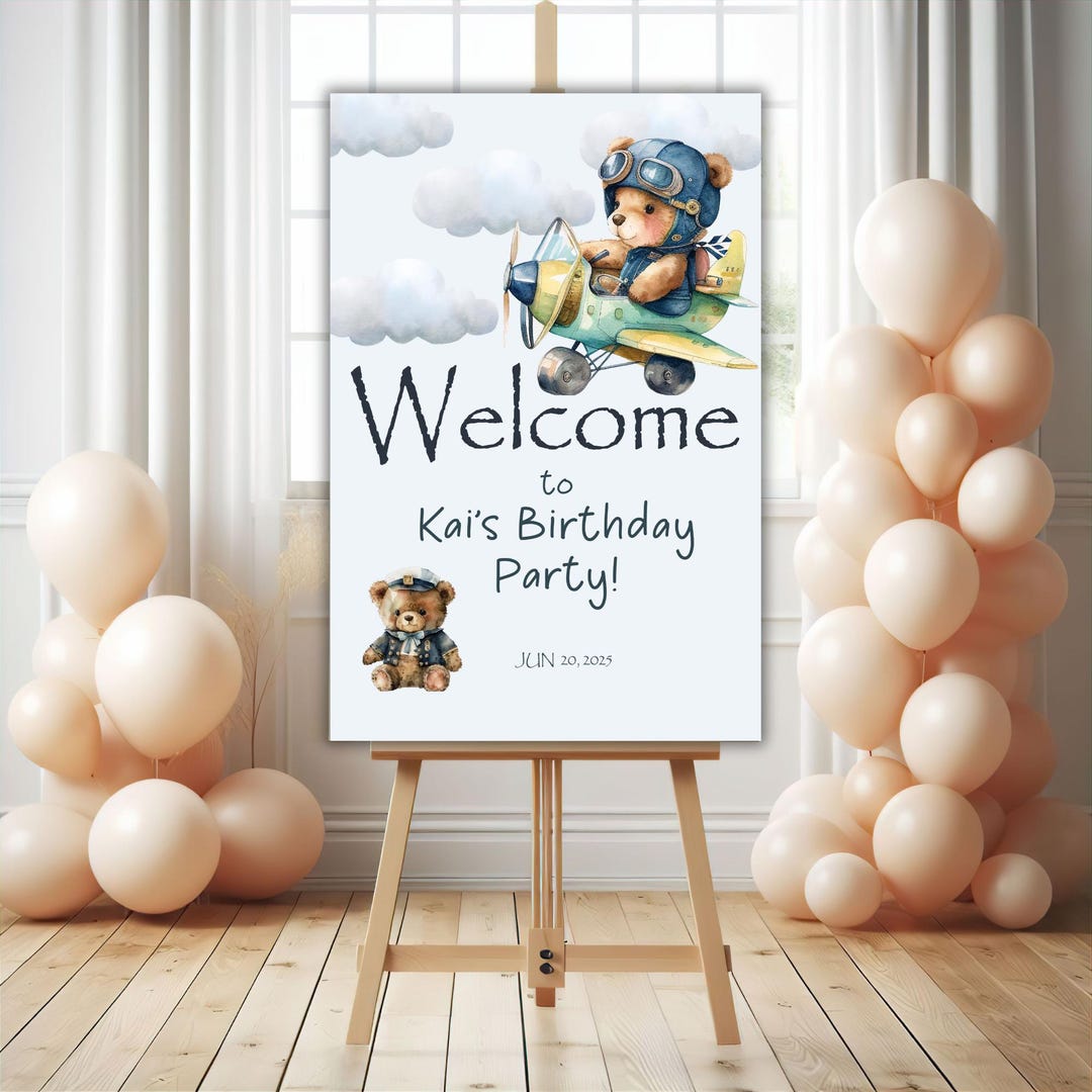 Kids Birthday Party Poster Template Editable Welcome Sign Printable ...