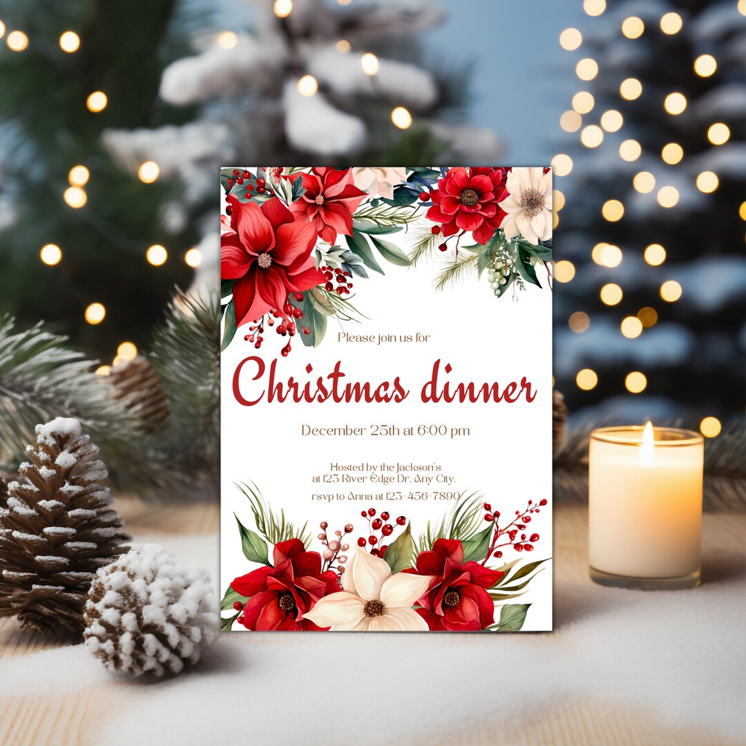 Editable Christmas Dinner Printable Christmas Party Invite Instant ...