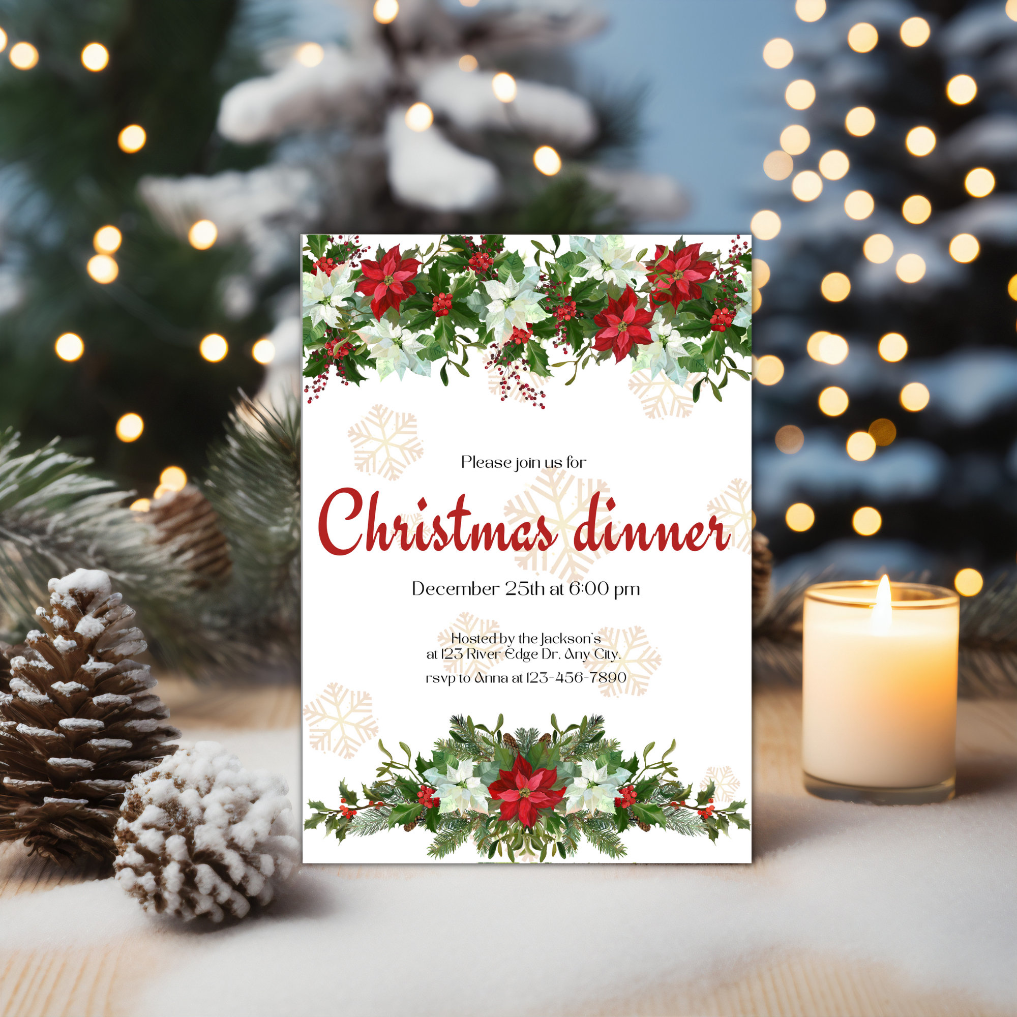 Printable Christmas Party Invite Instant Download Christmas Dinner ...