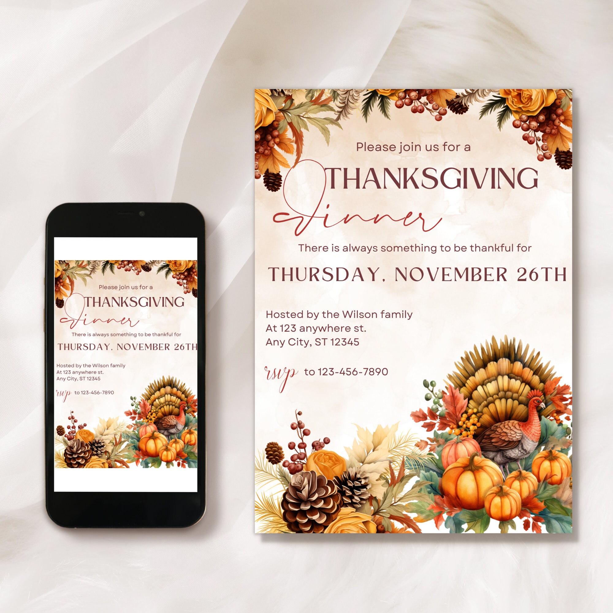 Printable Thanksgiving Invite Thanksgiving Dinner Invite Let’s Give ...