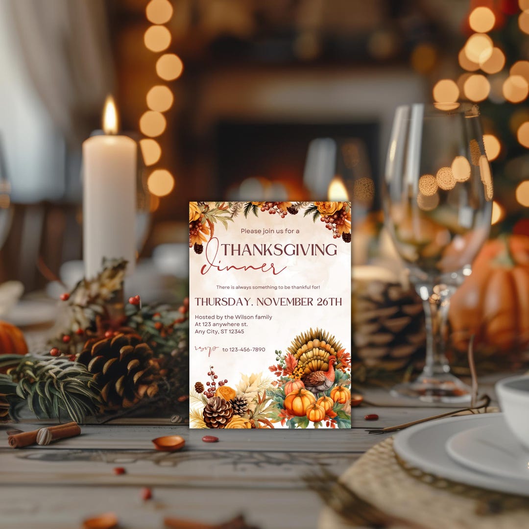 Printable Thanksgiving Invitation Thanksgiving Dinner Invite Let’s Give ...