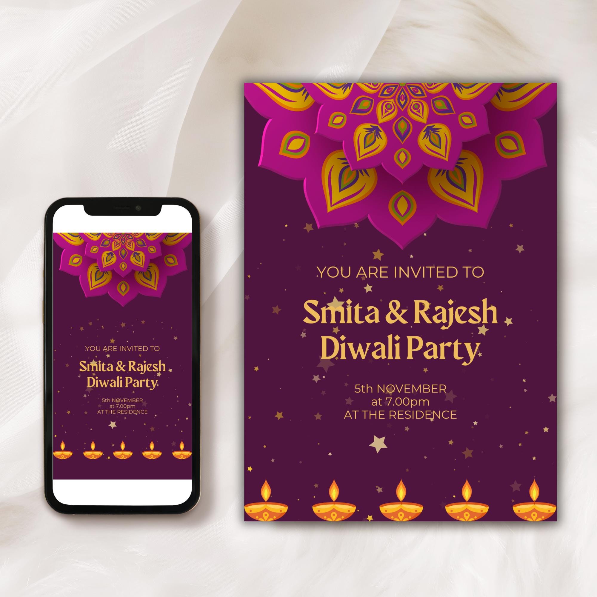 Diwali Invitation Festival of Light Invitation Template Printable Party ...