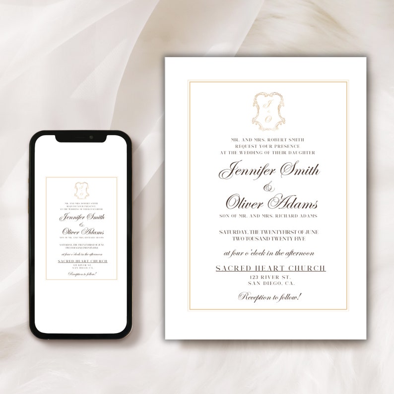 Elegant Wedding Invitation Instant Download Traditional Wedding ...