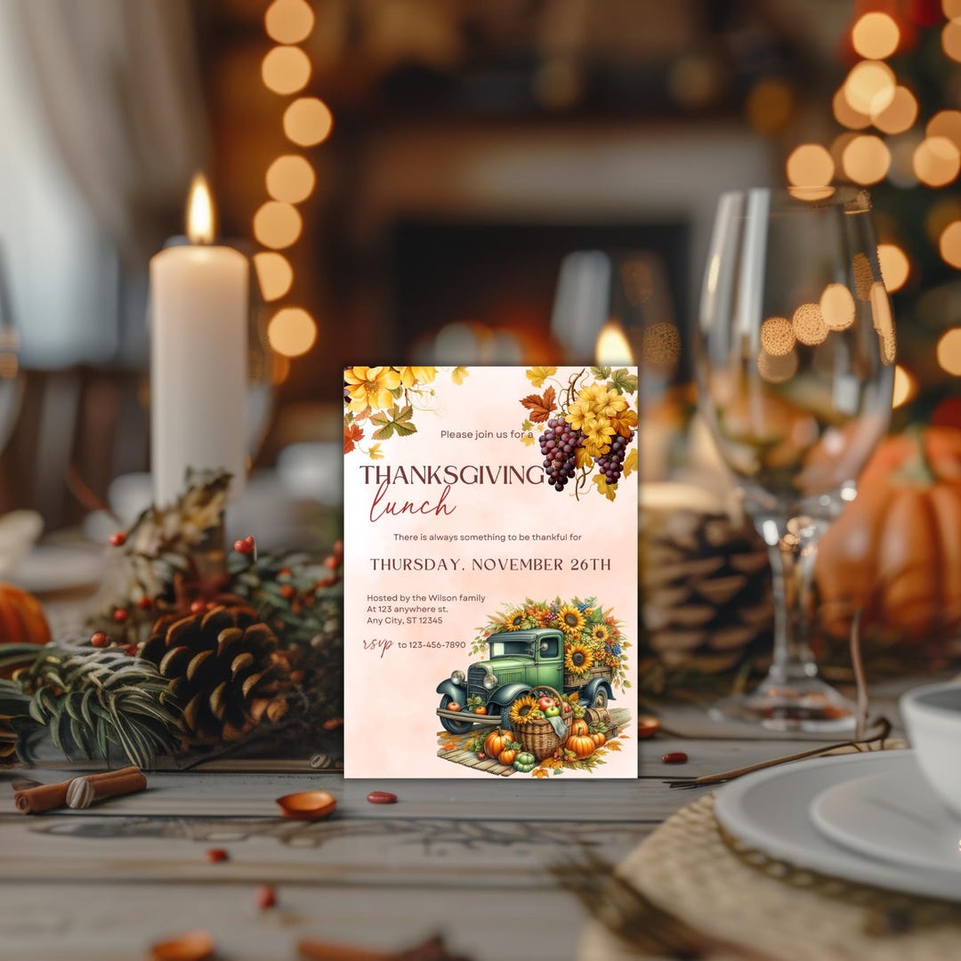 Let’s Give Thanks Invitation Thanksgiving Dinner Invitation Template ...