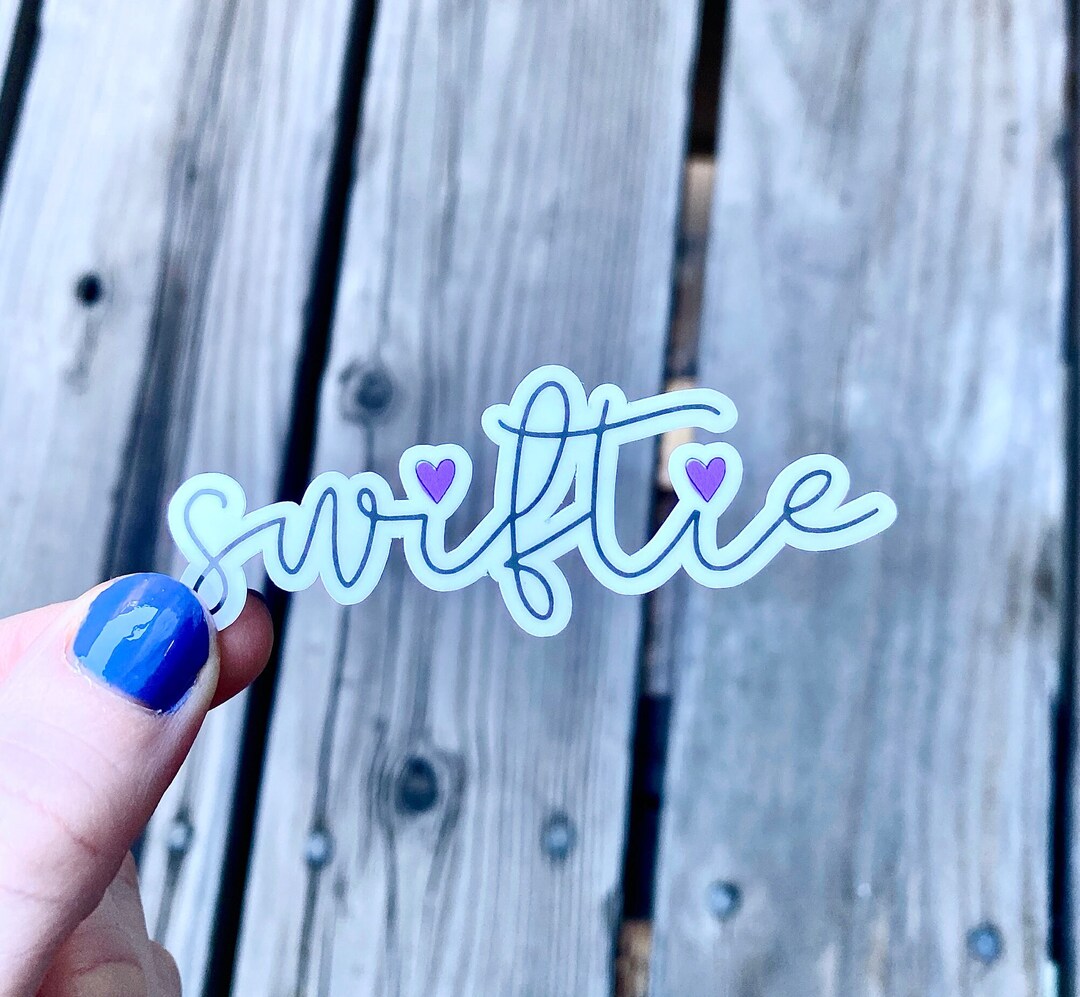 Swiftie Cursive Name Sticker Vinyl Waterbottle Sticker Taylor Swift Fans Purple Hearts - Etsy