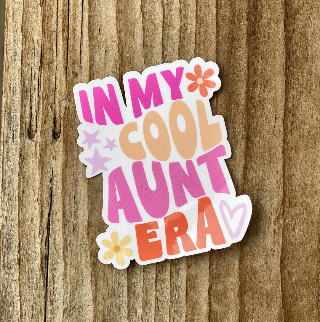 In My Cool Aunt Era 70s Retro Vinyl Sticker Warm Colors Water Bottle ...
