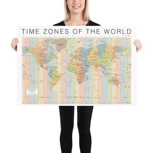 Time Zones World Map | Detailed | Poster - Etsy