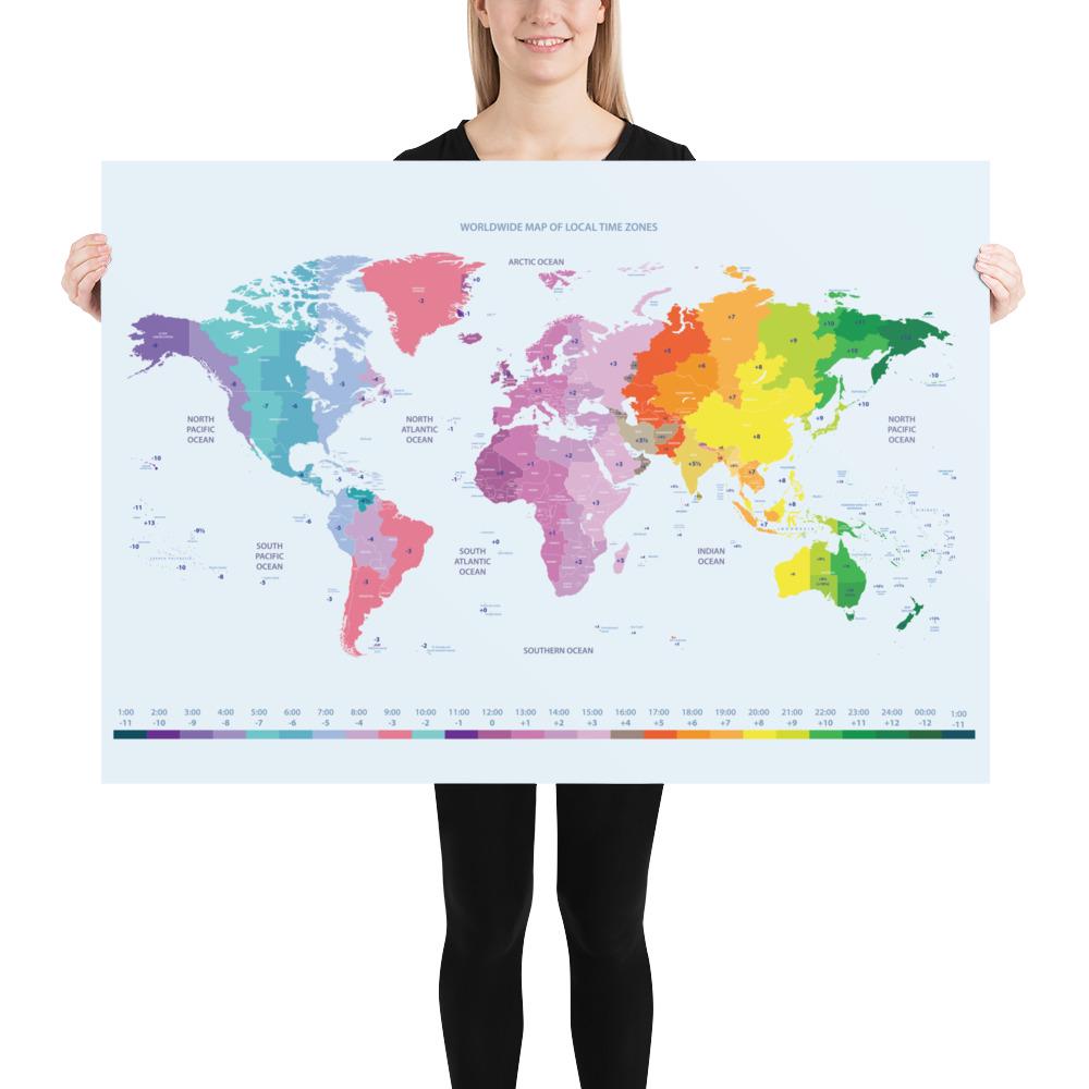Time Zones World Map | Poster - Etsy