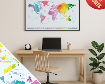 Time Zones World Map | Detailed | Poster - Etsy