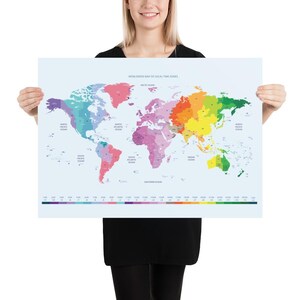 Time Zones World Map | Poster - Etsy