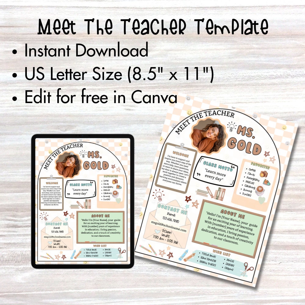 Meet the Teacher Retro Groovy Light-ink PINK Teacher Template Flyer ...