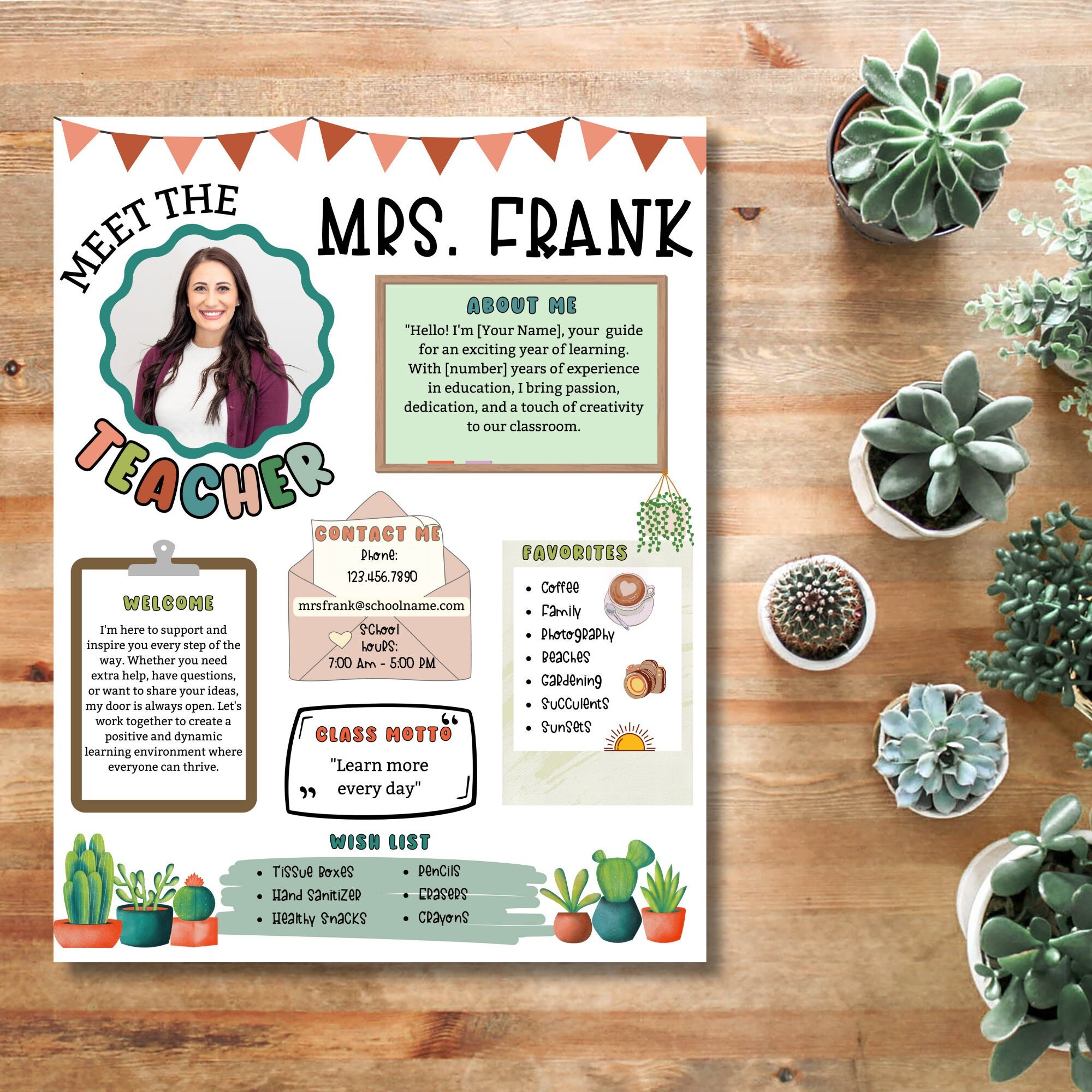 Cactus Boho Meet the Teacher | Teacher Template | Teacher Resource ...