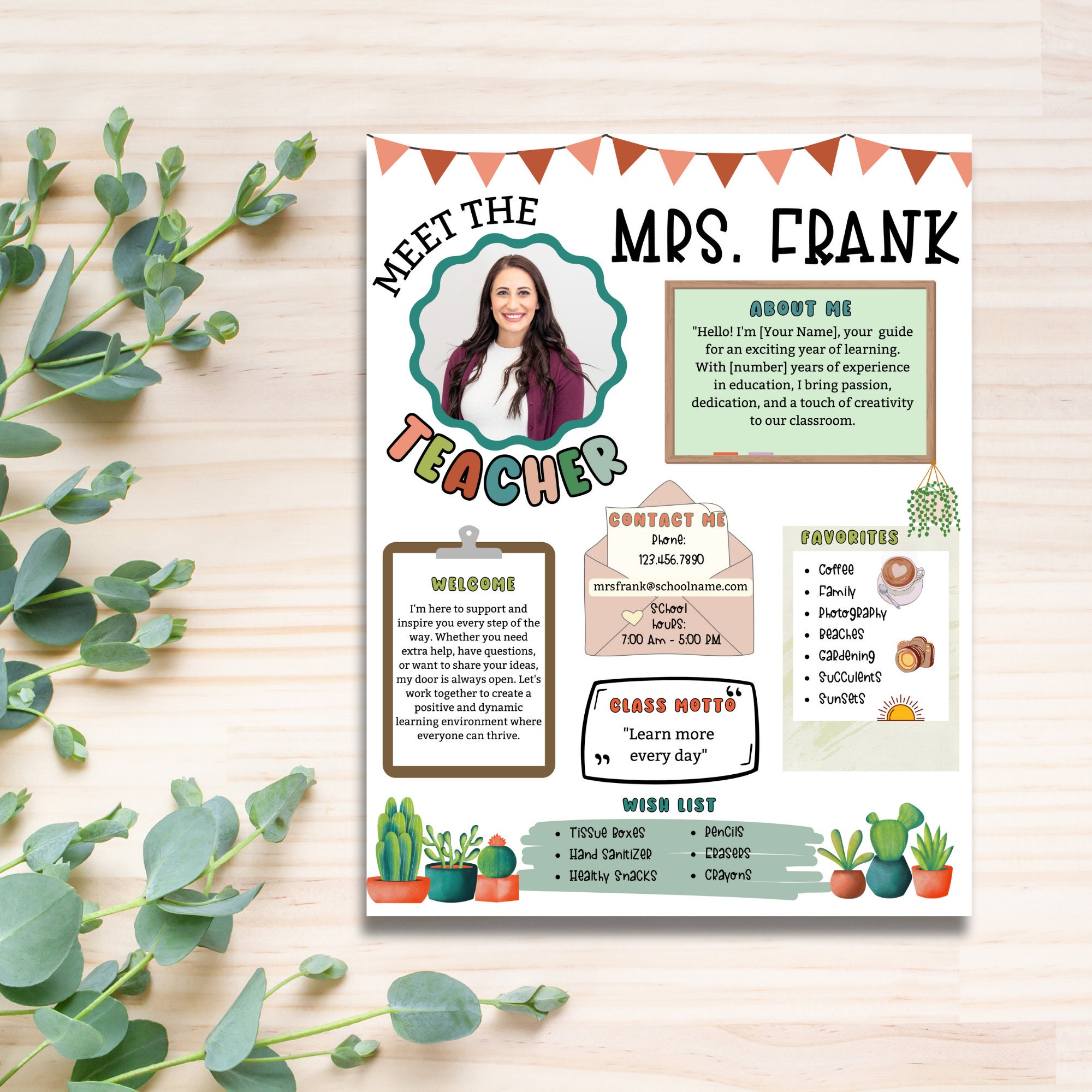 Cactus Boho Meet the Teacher | Teacher Template | Teacher Resource ...