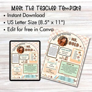 Meet the Teacher | Retro Groovy PINK Theme | Teacher Template Flyer ...