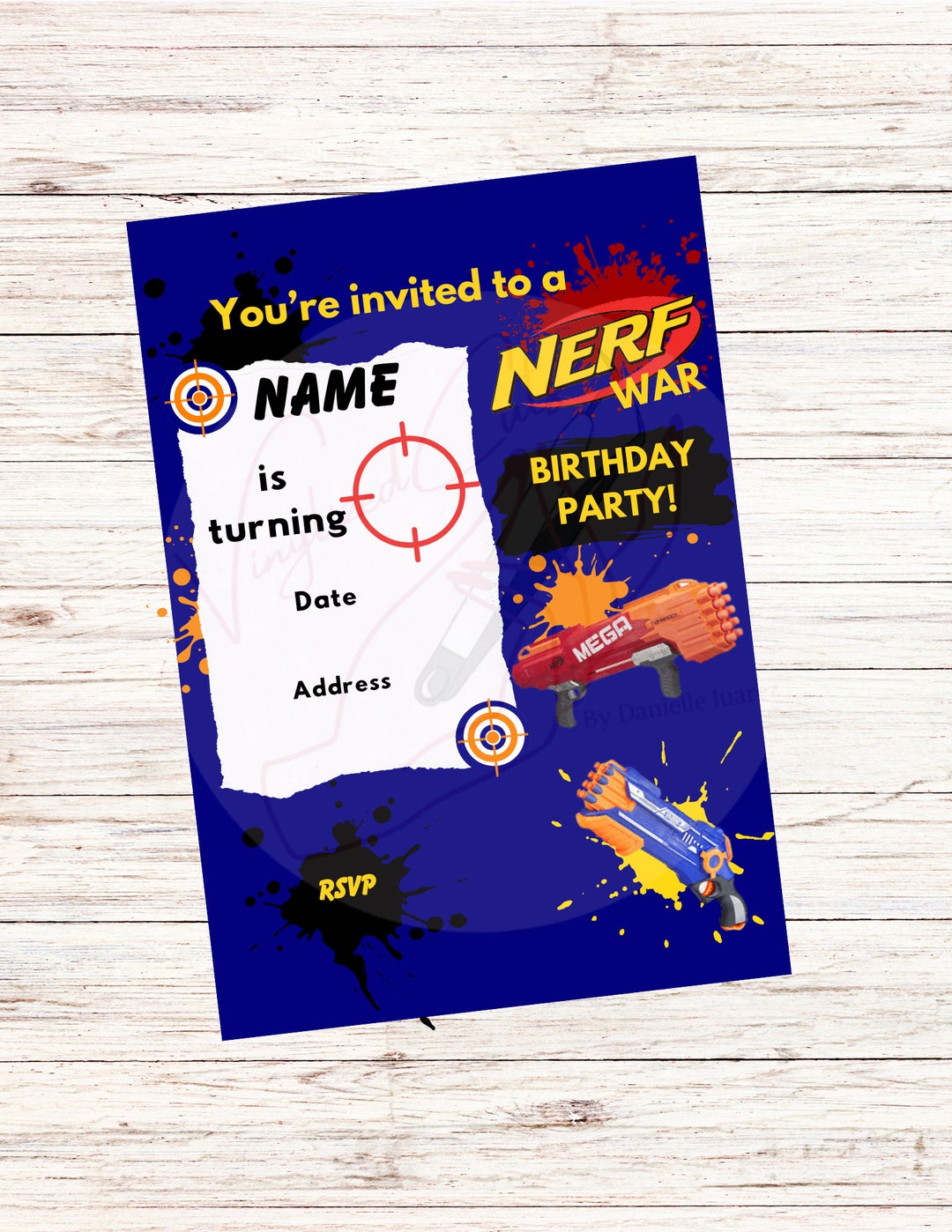 Nerf Party Invitation PNG - Etsy