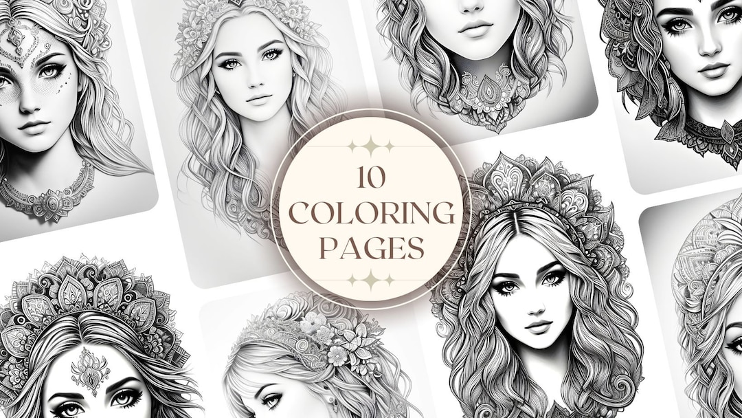 10 Instant Download Adult Coloring Women Coloring Pages Adult Coloring ...
