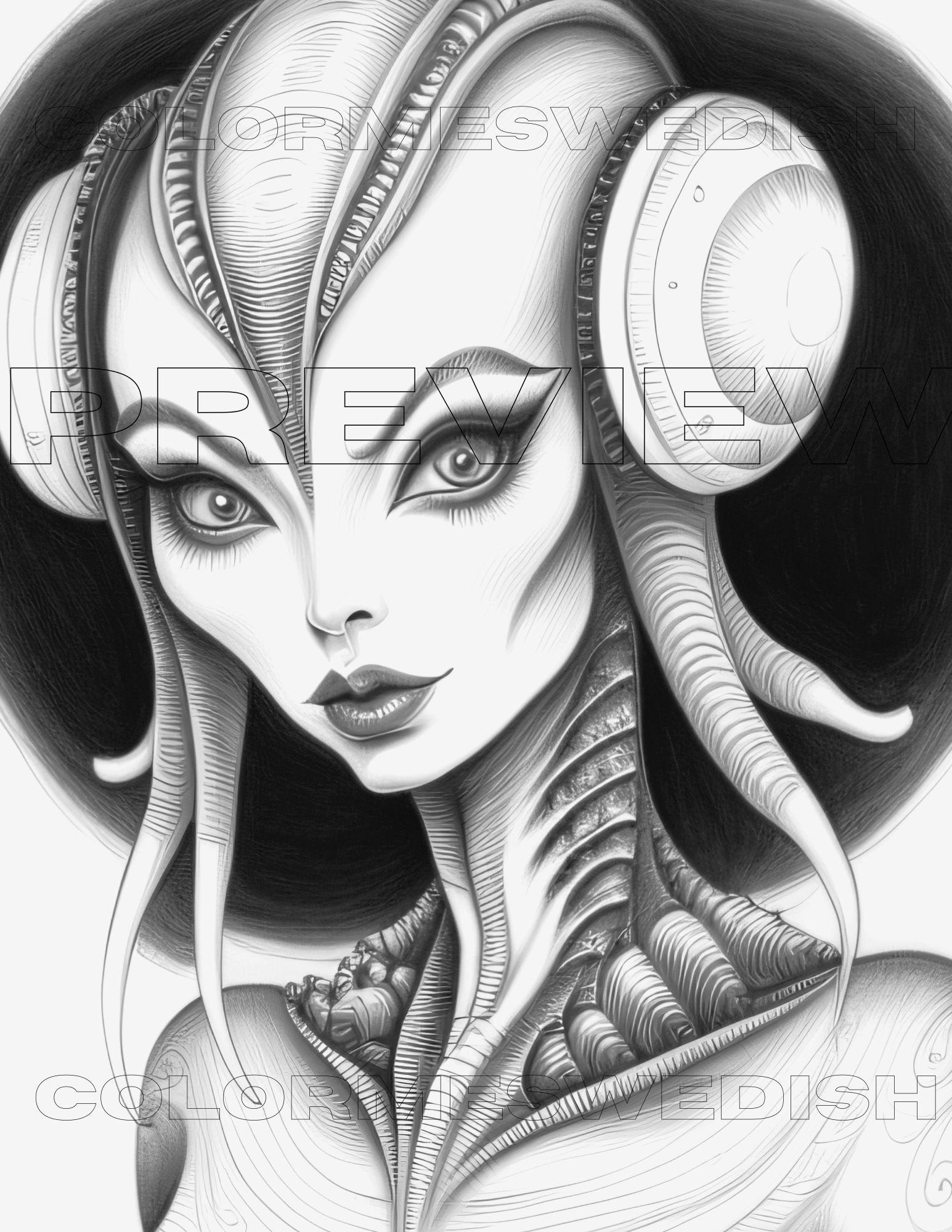 Realistic Alien Women! 10 Coloring Pages of Gorgeous Detailed Human ...