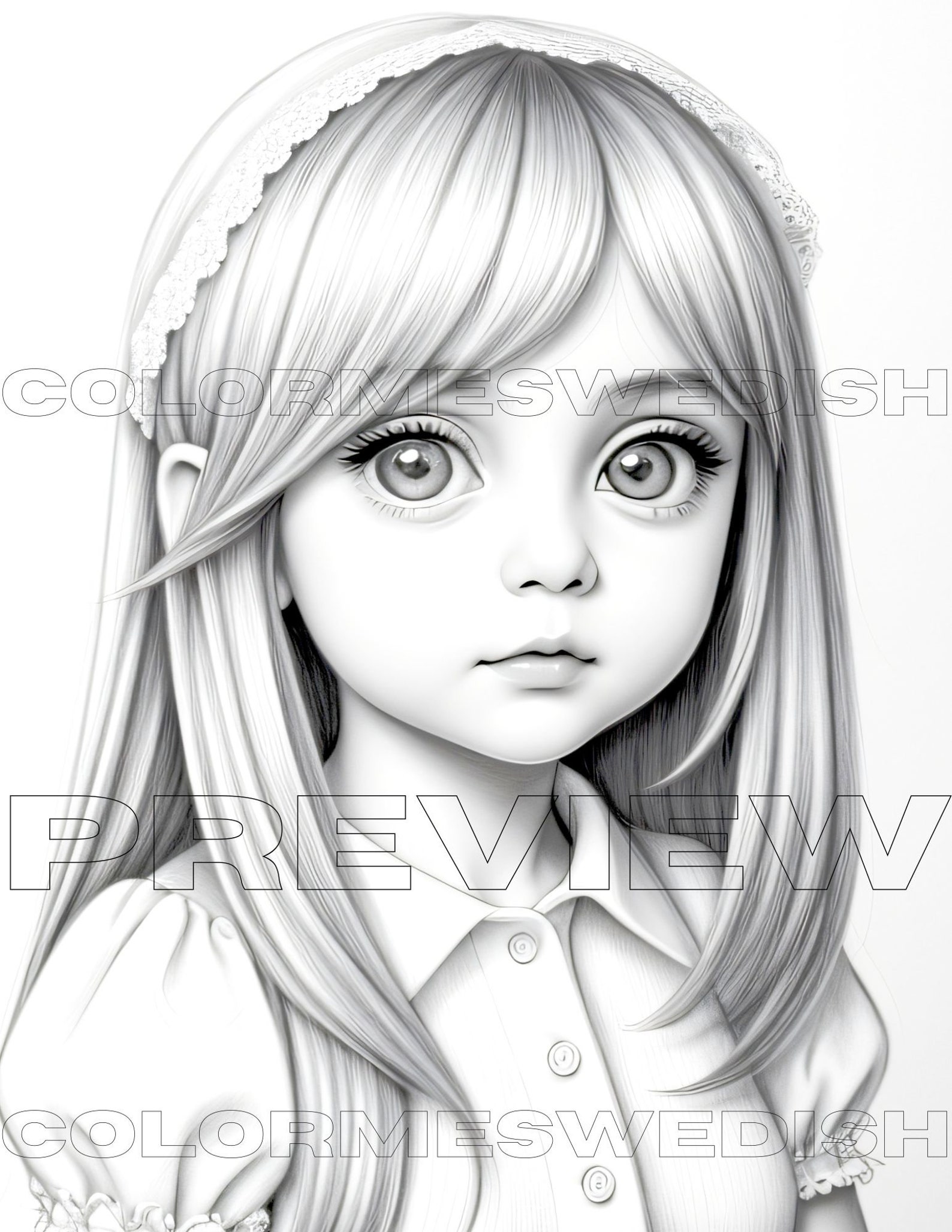 Big Eyed Girls! 10 Coloring Pages of Adorable Children With Beautiful ...