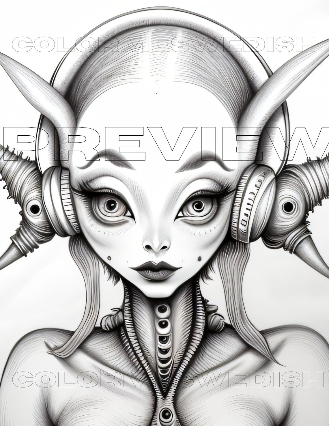 Realistic Alien Women 10 Coloring Pages of Gorgeous Detailed Human Like ...