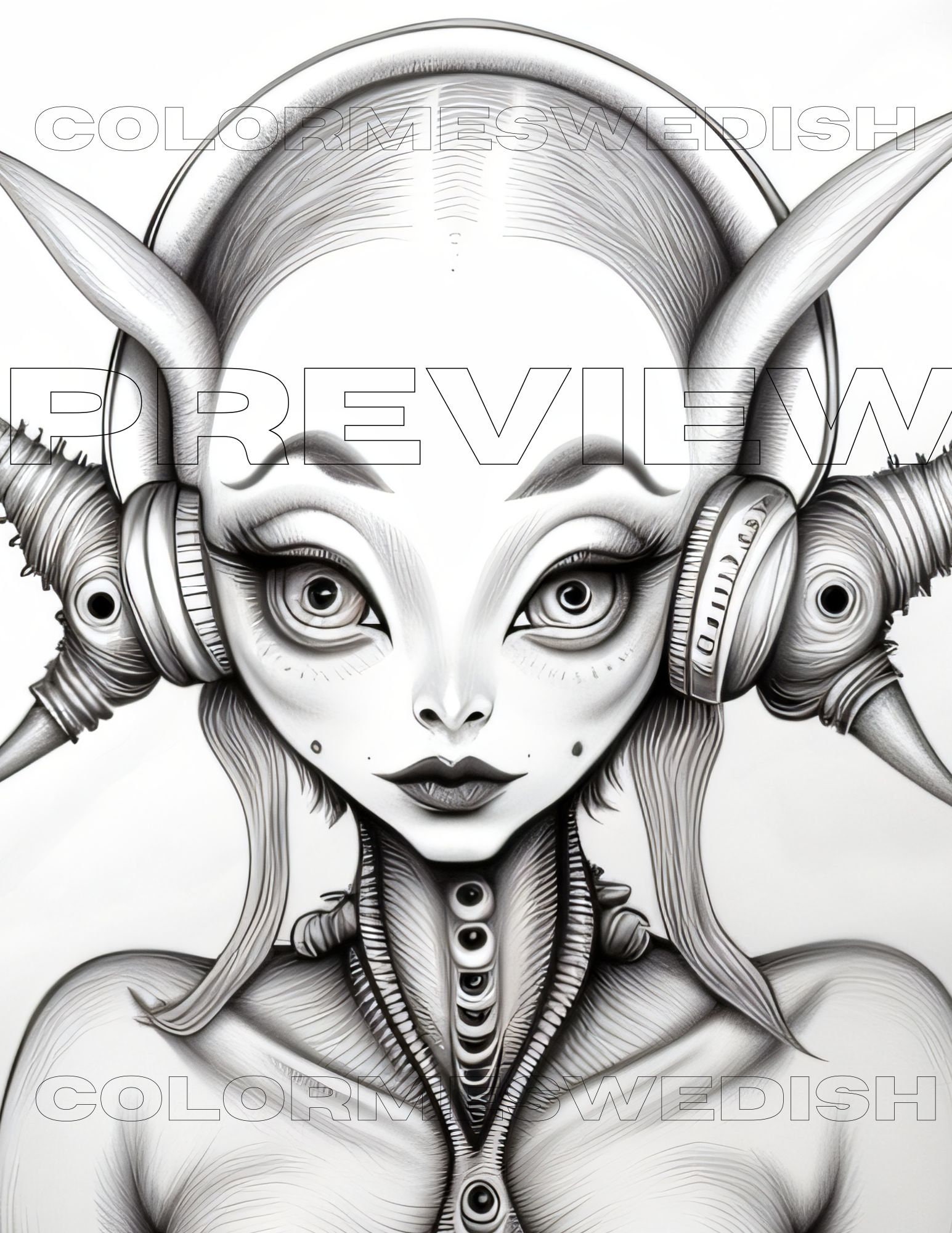 Realistic Alien Women! 10 Coloring Pages of Gorgeous Detailed Human ...
