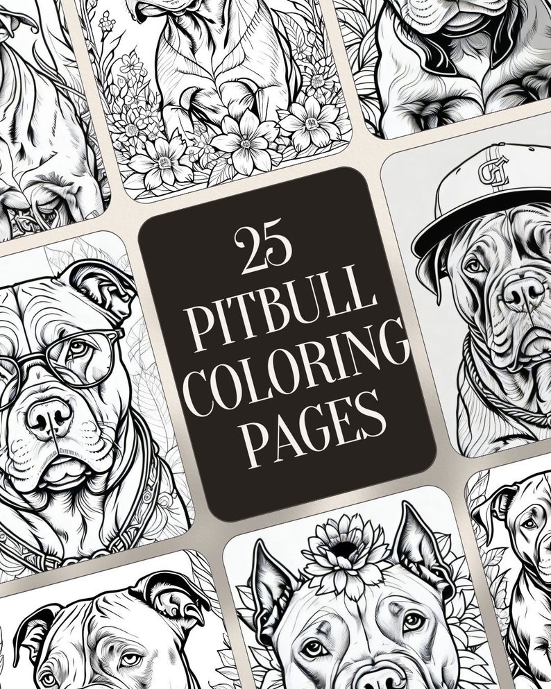 25+ Instant Downloadable Pit Bull Dogs and Puppies Coloring Pages - Etsy