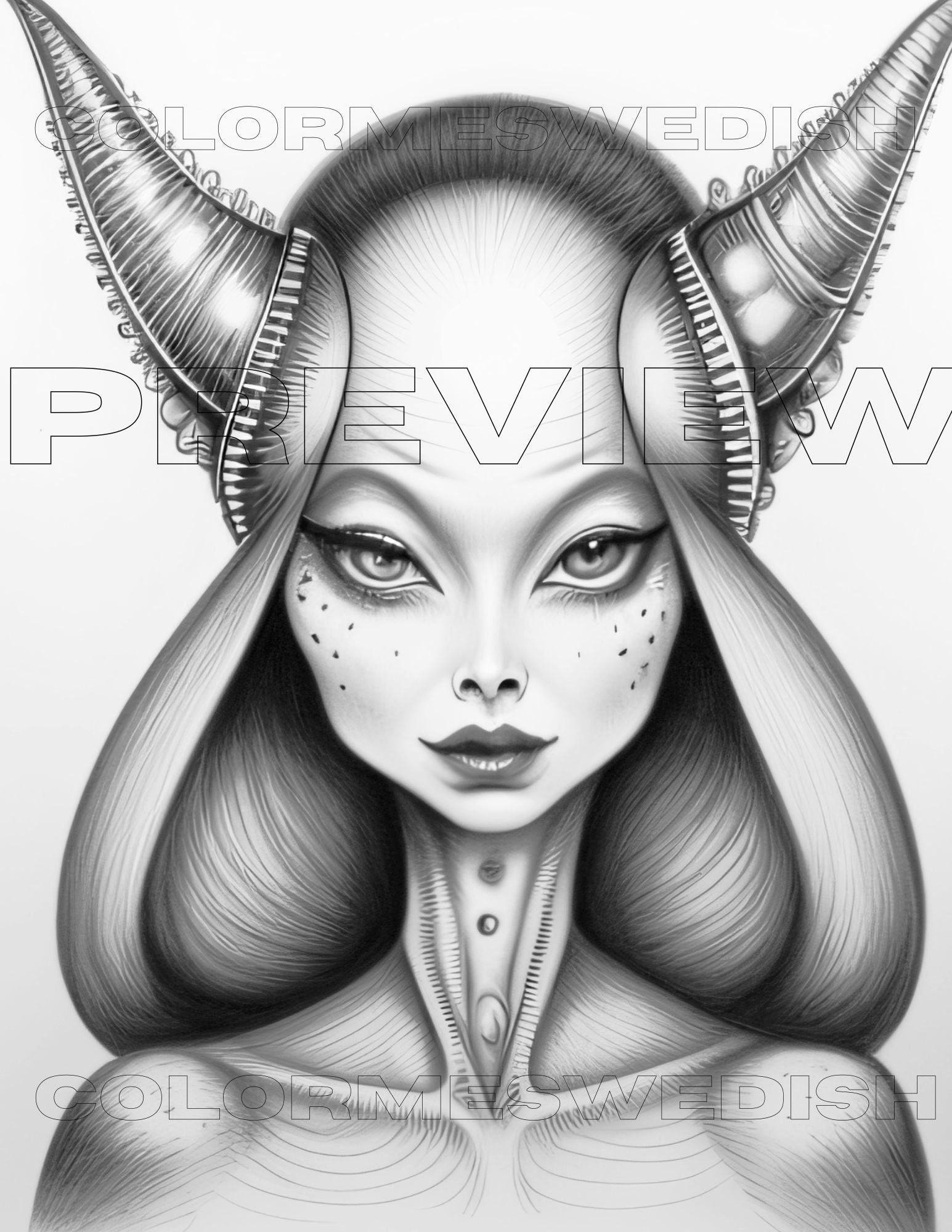 Realistic Alien Women! 10 Coloring Pages of Gorgeous Detailed Human ...