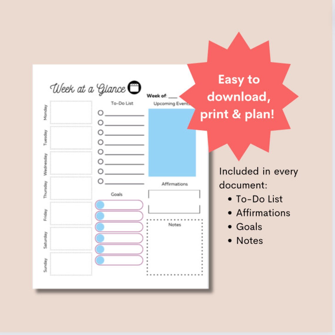Daily, Weekly and Monthly Planners / Digital and Printable / Goodnotes ...