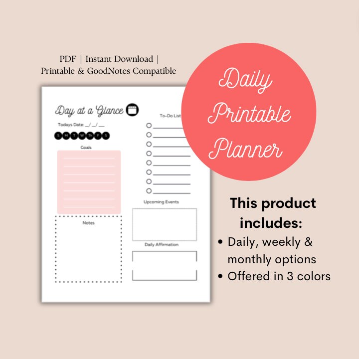 Daily, Weekly and Monthly Planners / Digital and Printable / Goodnotes ...
