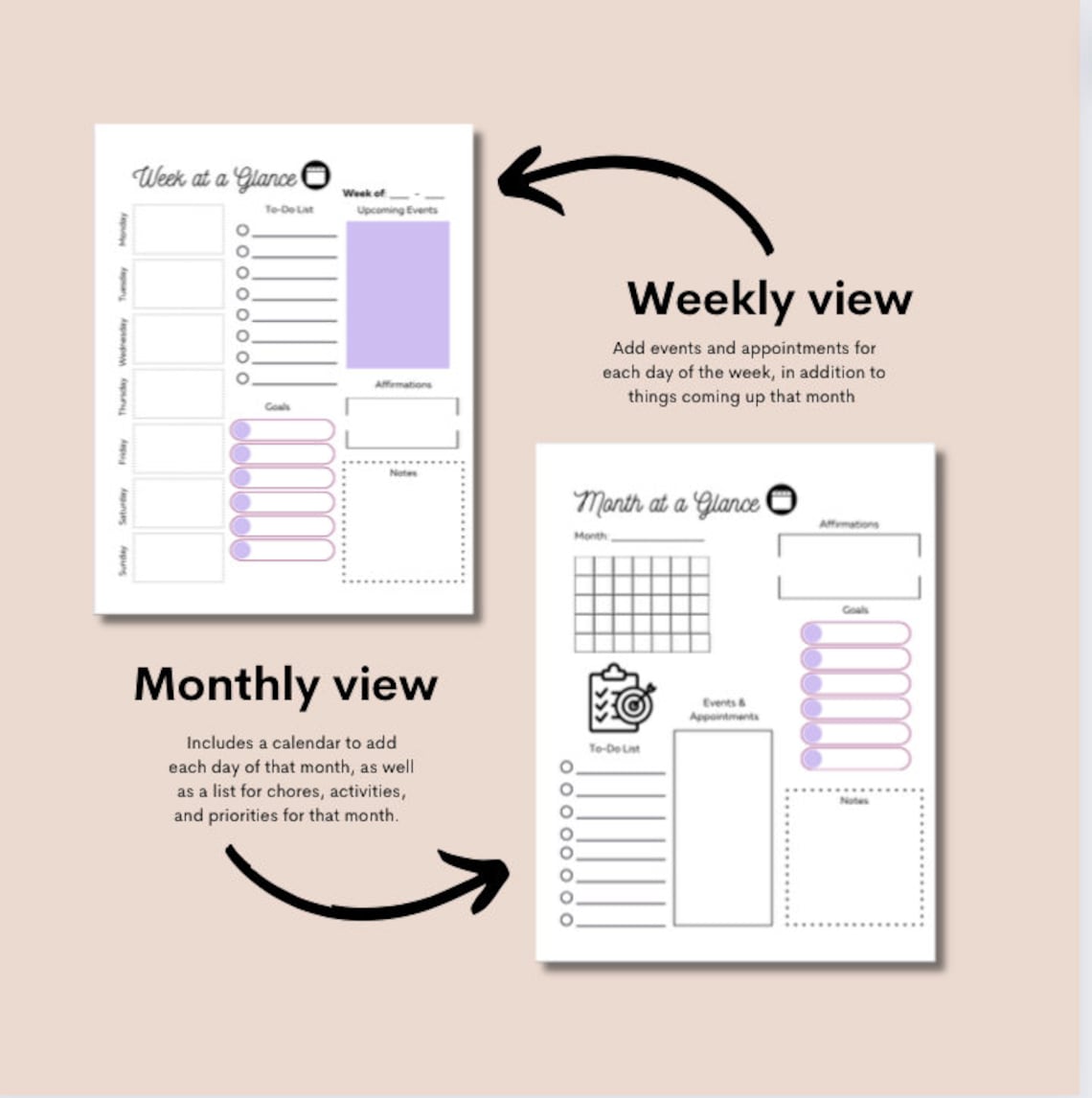 Daily, Weekly and Monthly Planners / Digital and Printable / Goodnotes ...