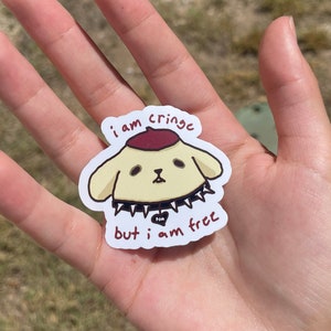 Sanrio Inspired Cute Yellow White Dog Bunny Cat Emo Cringe Sticker Cute ...